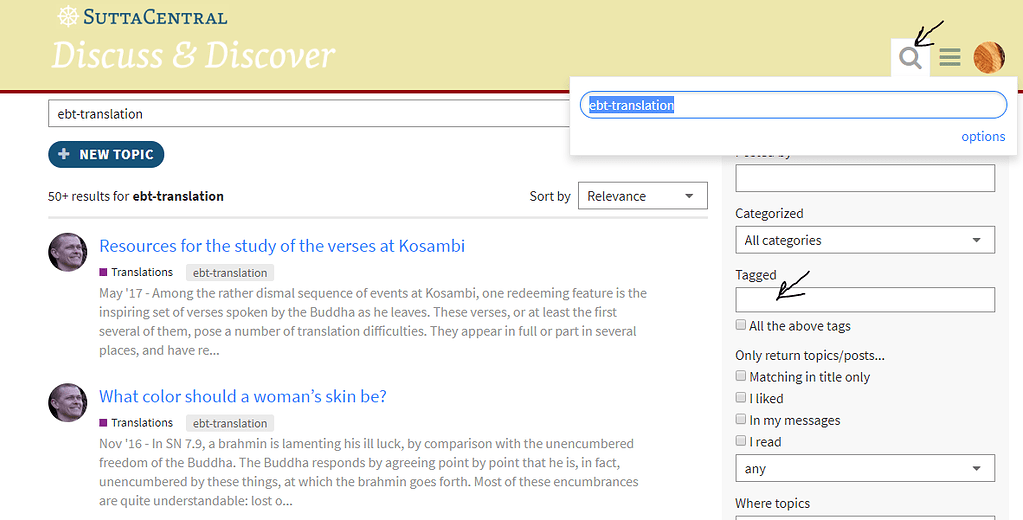 Searching SuttaCentral - Wiki - Discuss & Discover