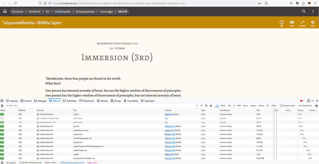 Suttacentral loads like a snail on Firefox - Feedback - Discuss & Discover